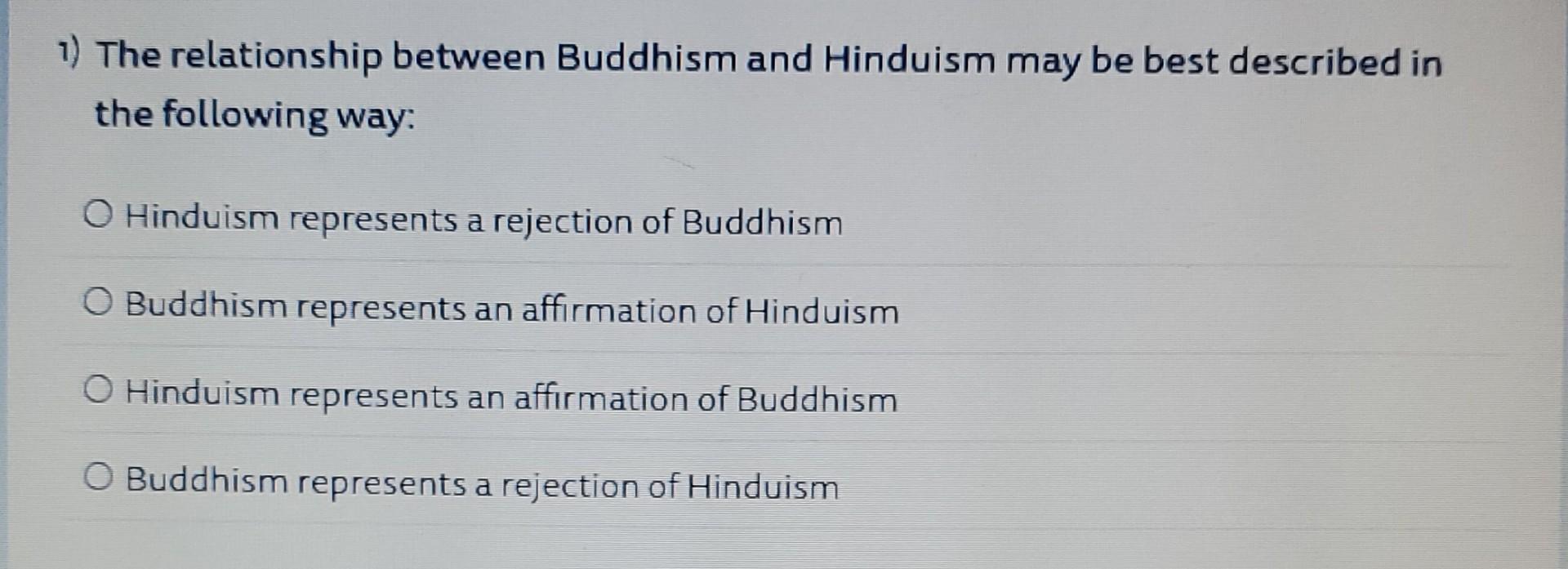 Solved 1) The relationship between Buddhism and Hinduism may | Chegg.com