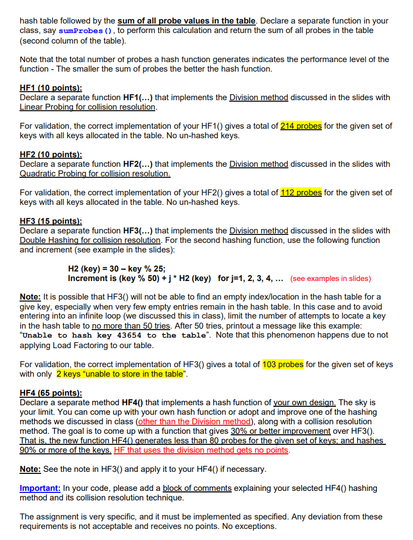Solved The goal of this assignment is to work with hash | Chegg.com