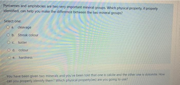Solved Pyroxenes and amphiboles are two very important | Chegg.com