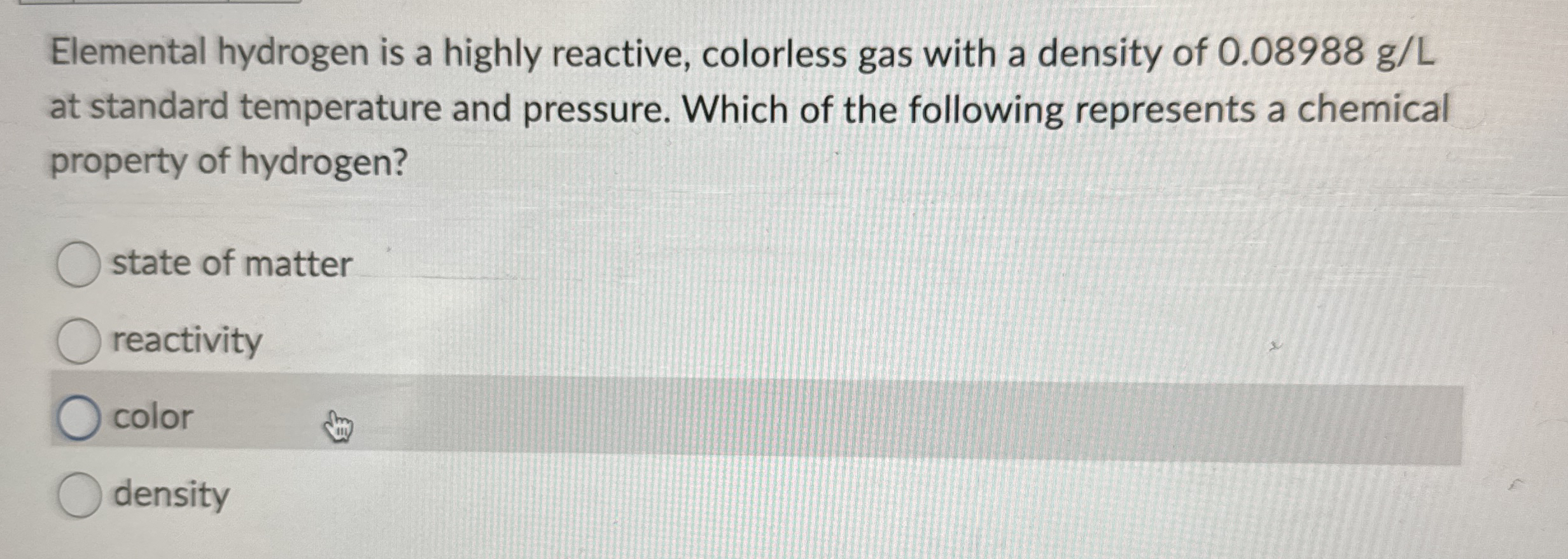 Solved Elemental hydrogen is a highly reactive, colorless | Chegg.com
