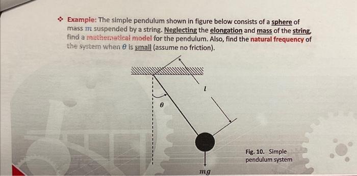 Solved Example: The simple pendulum shown in figure below | Chegg.com