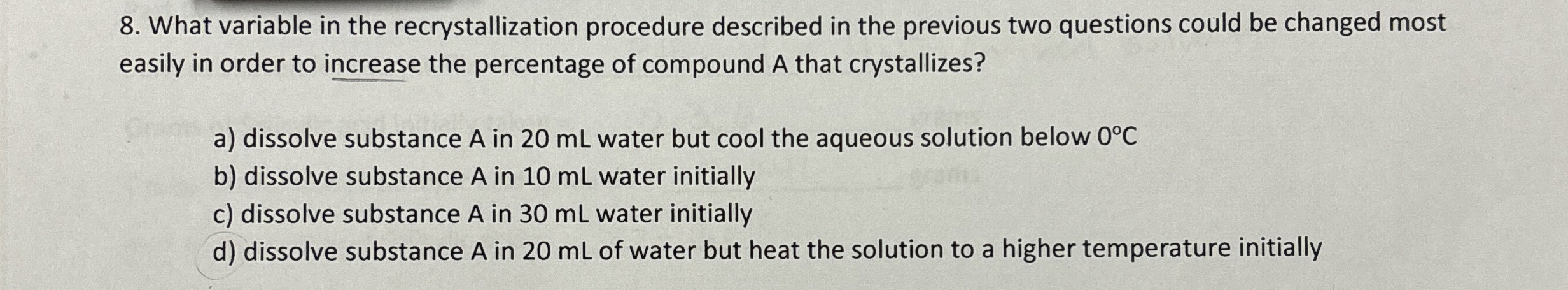What variable in the recrystallization procedure | Chegg.com