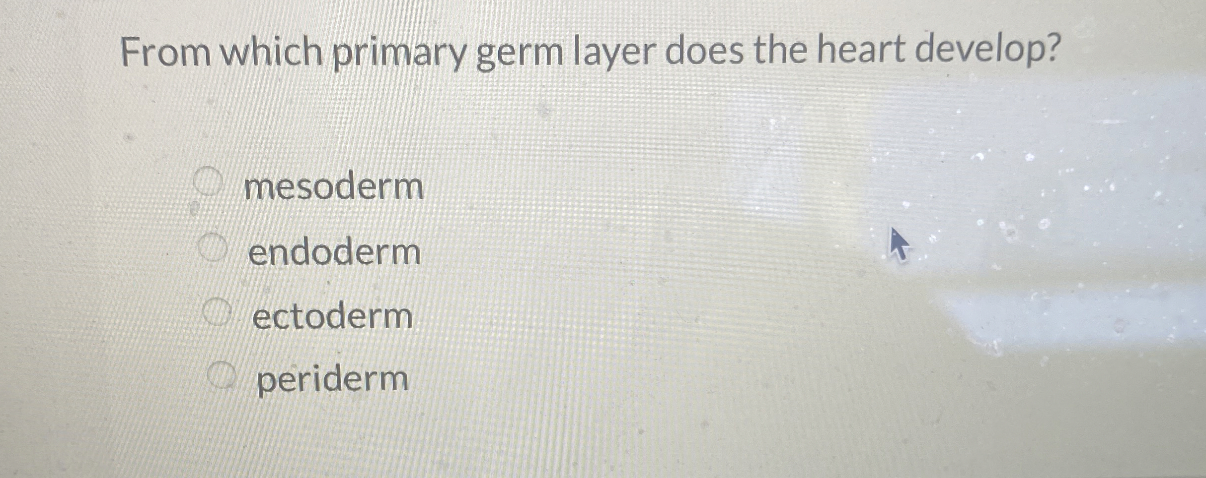 Solved From which primary germ layer does the heart | Chegg.com | Chegg.com