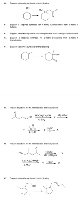 Solved 60 Suggest a stepwise synthesis for the following OH | Chegg.com