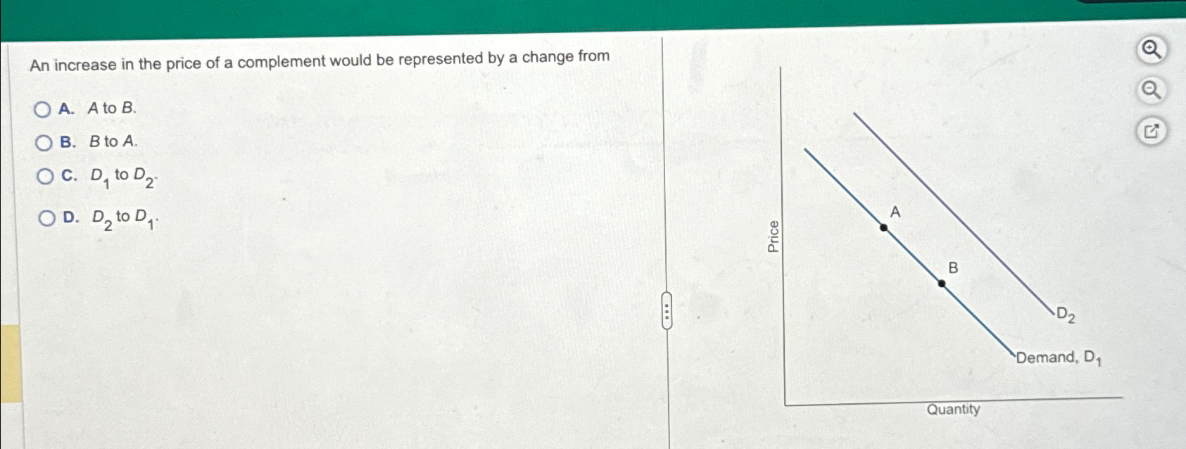 Solved An increase in the price of a complement would be | Chegg.com