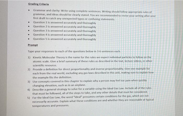 Solved Grading Criteria . . Grammar and clarity: Write using | Chegg.com