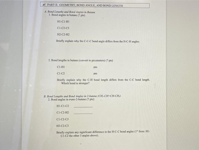 Solved PARTI. BASIC 3D MODELING AND CONFORMATIONAL ANALYSIS | Chegg.com