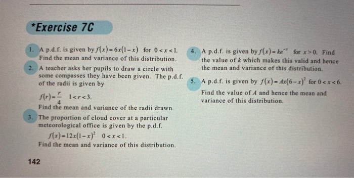 Solved *Exercise 7C 1. Ap.d.f. is given by S(x) - 6x(1 - x) | Chegg.com