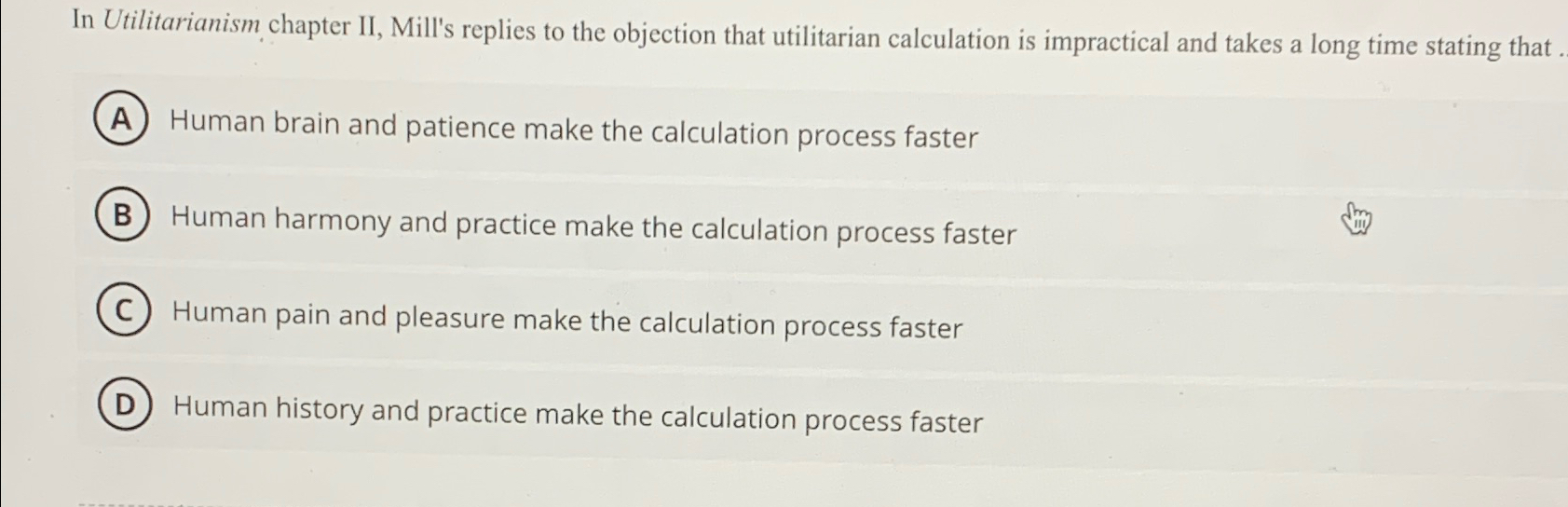 Solved In Utilitarianism chapter II, ﻿Mill's replies to the | Chegg.com