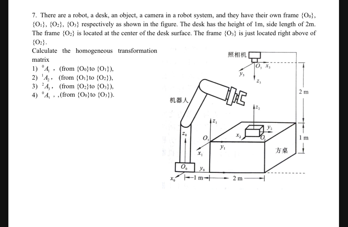 Solved There are a robot, a desk, an object, a camera in a | Chegg.com