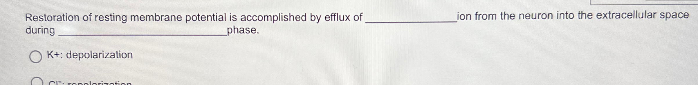 Solved Restoration of resting membrane potential is | Chegg.com