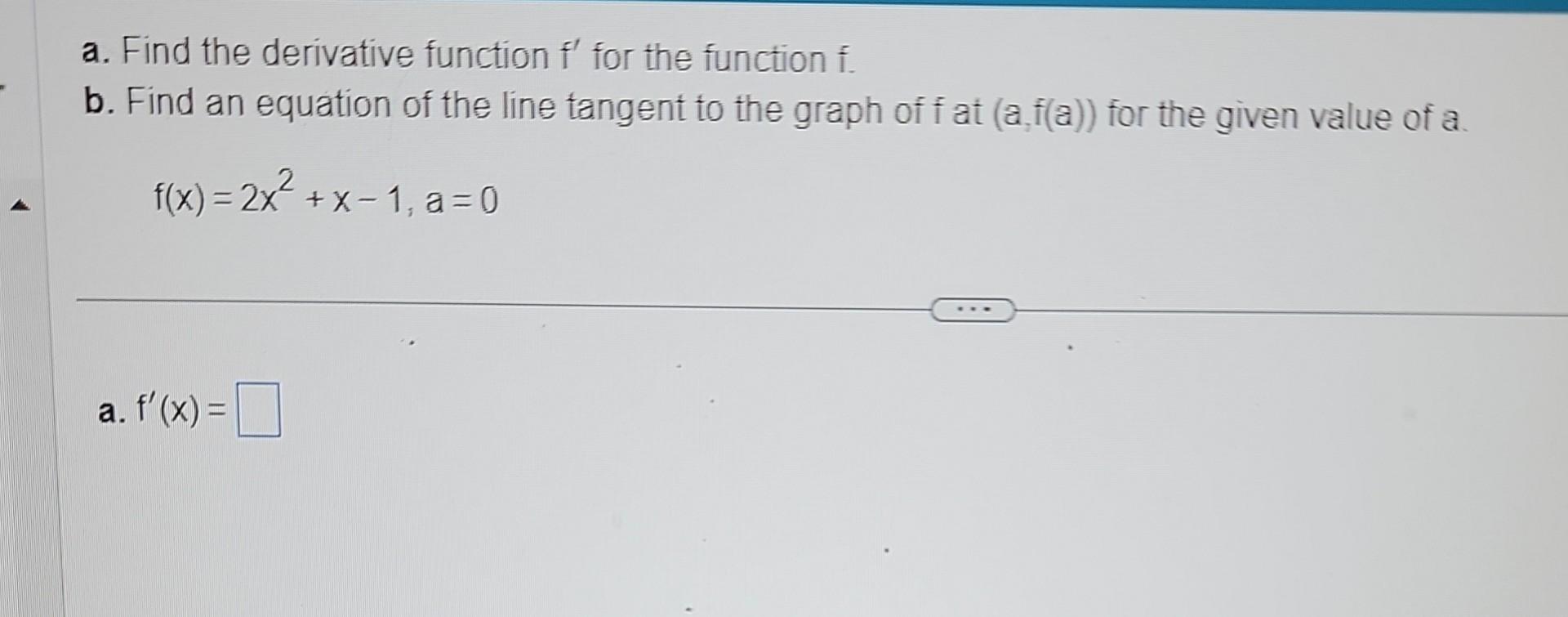 Solved a. Find the derivative function f′ for the function | Chegg.com