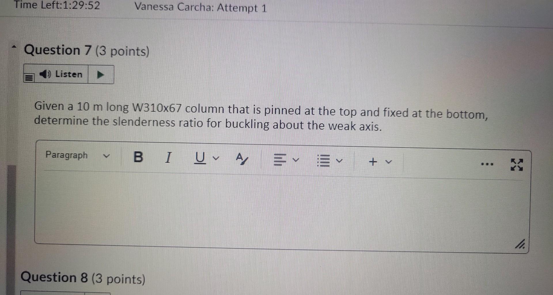 Solved Given a 10 m long W310x67 column that is pinned at | Chegg.com