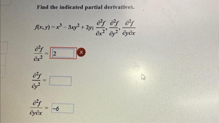 Solved Find the indicated partial derivatives. | Chegg.com