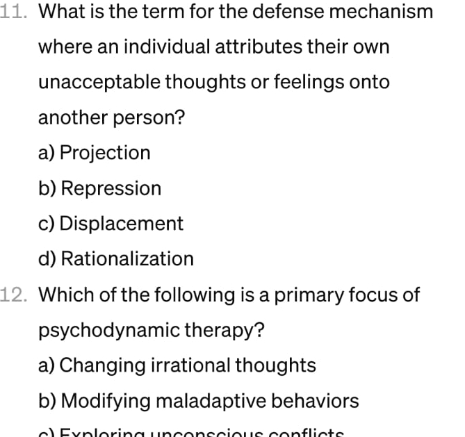 Solved What is the term for the defense mechanism where an | Chegg.com