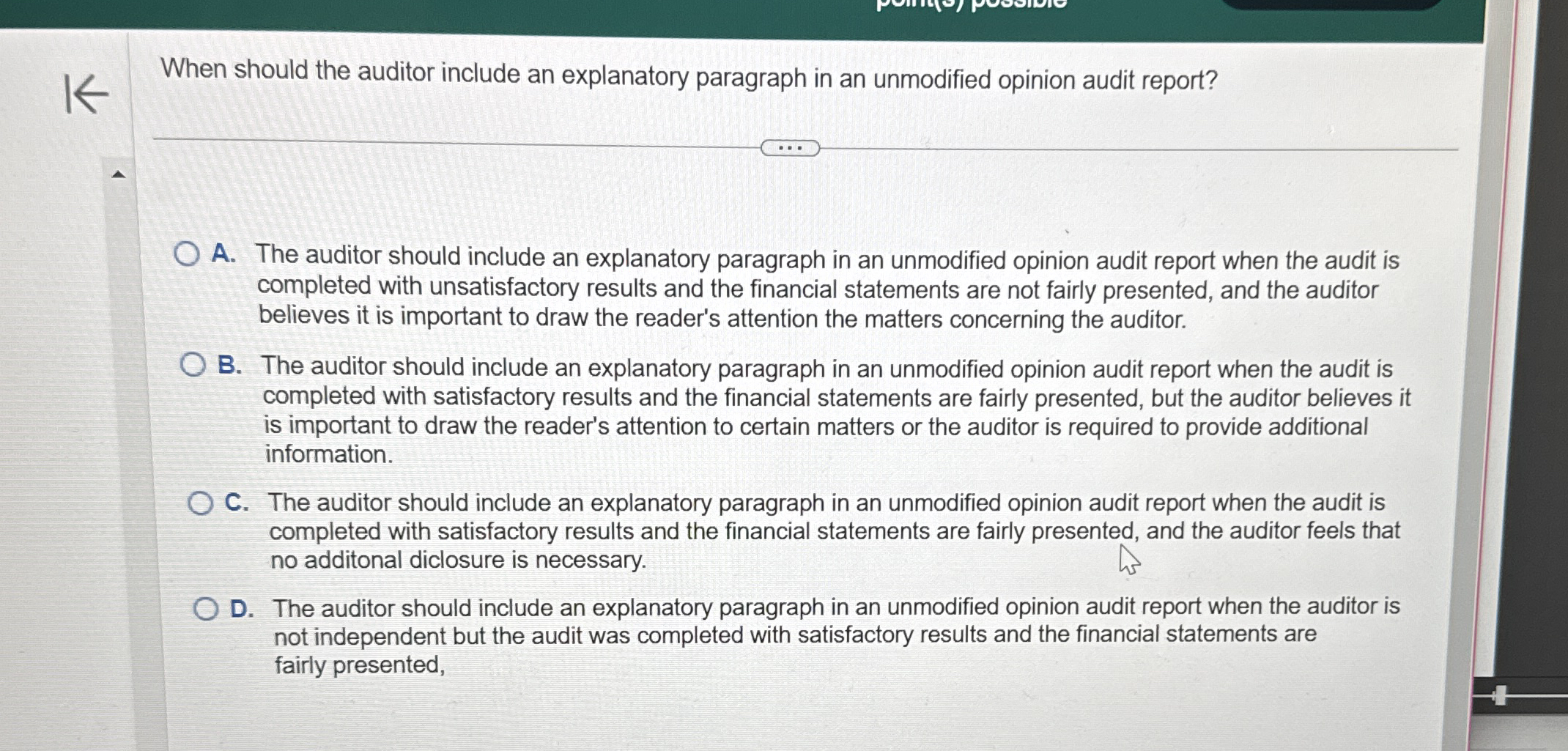 Solved When should the auditor include an explanatory | Chegg.com
