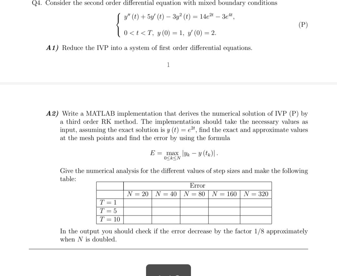 Solved Q4. ﻿Consider the second order differential equation | Chegg.com