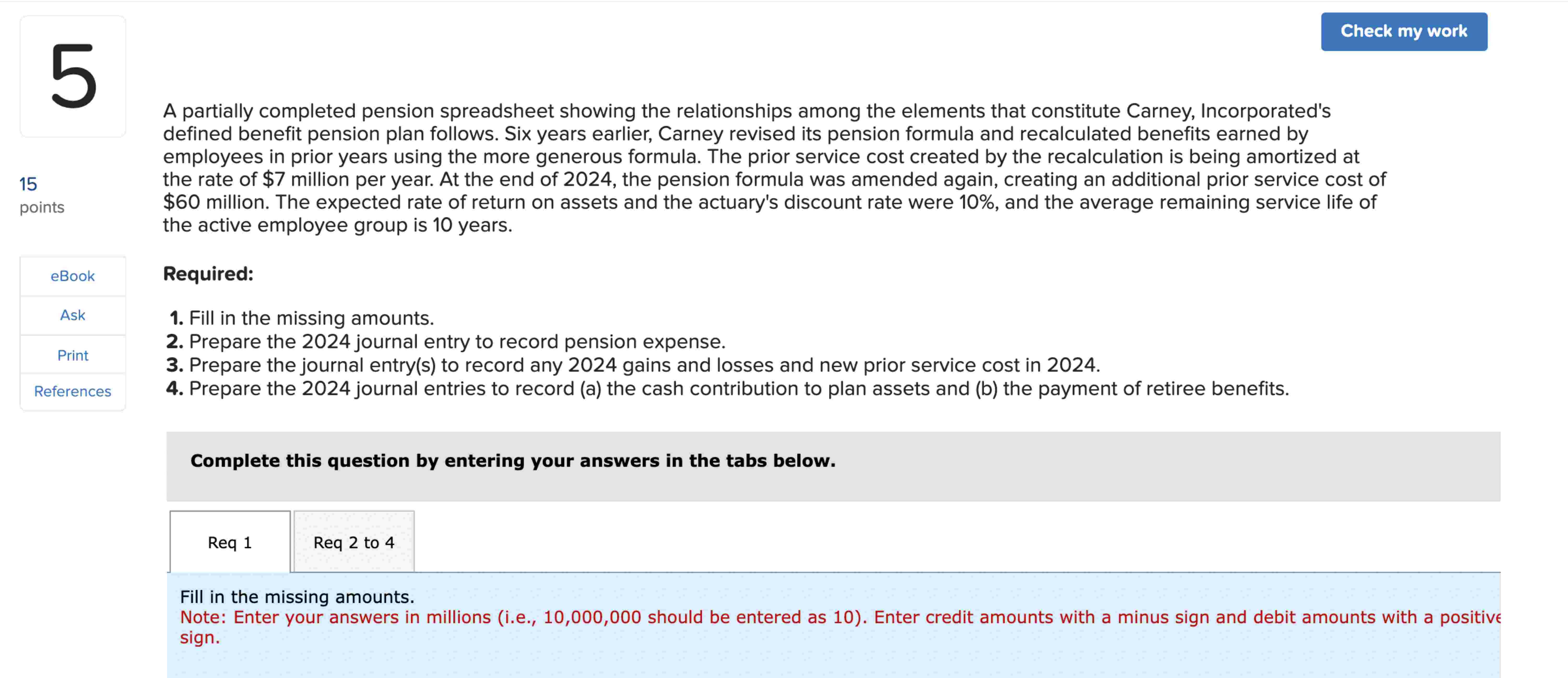 Solved A partially completed pension spreadsheet showing the | Chegg.com