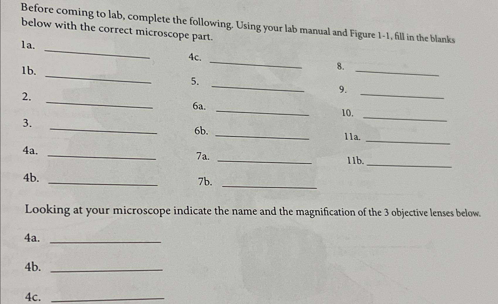 Solved Before coming to lab, complete the following. Using | Chegg.com