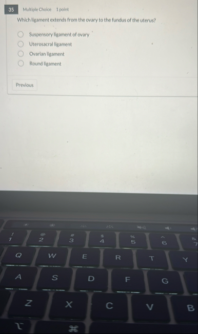 Solved 35Multiple Choice 1 ﻿pointWhich ligament extends from | Chegg.com