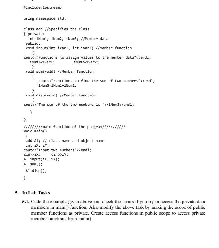 Solved Include Using Namespace Std Class Add Specifies