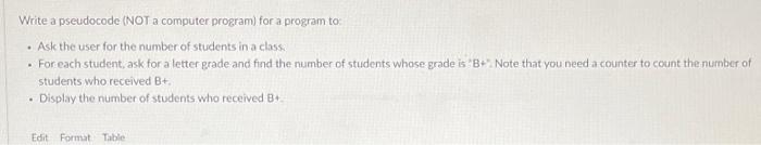 Solved Write a pseudocode (NOT a computer program) for a | Chegg.com