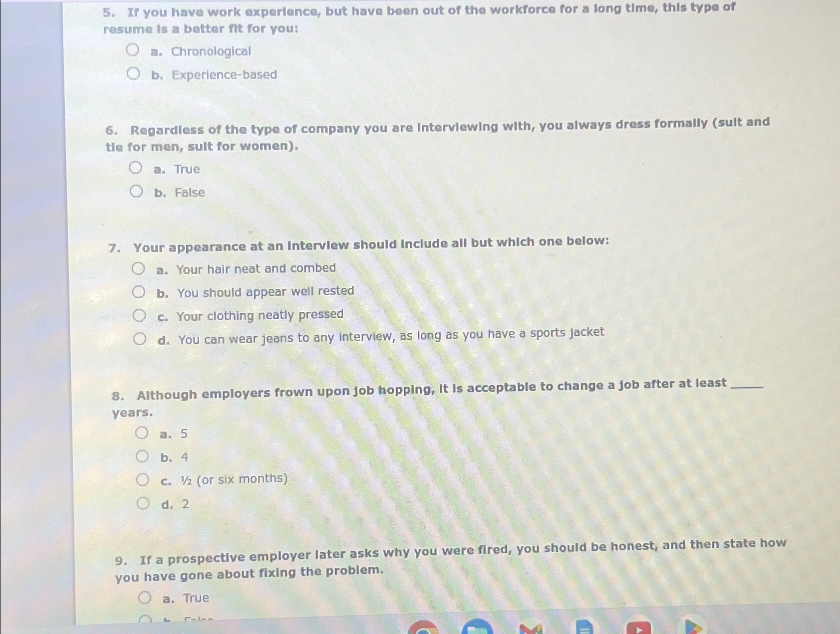 Solved If you have work experience, but have been out of the | Chegg.com