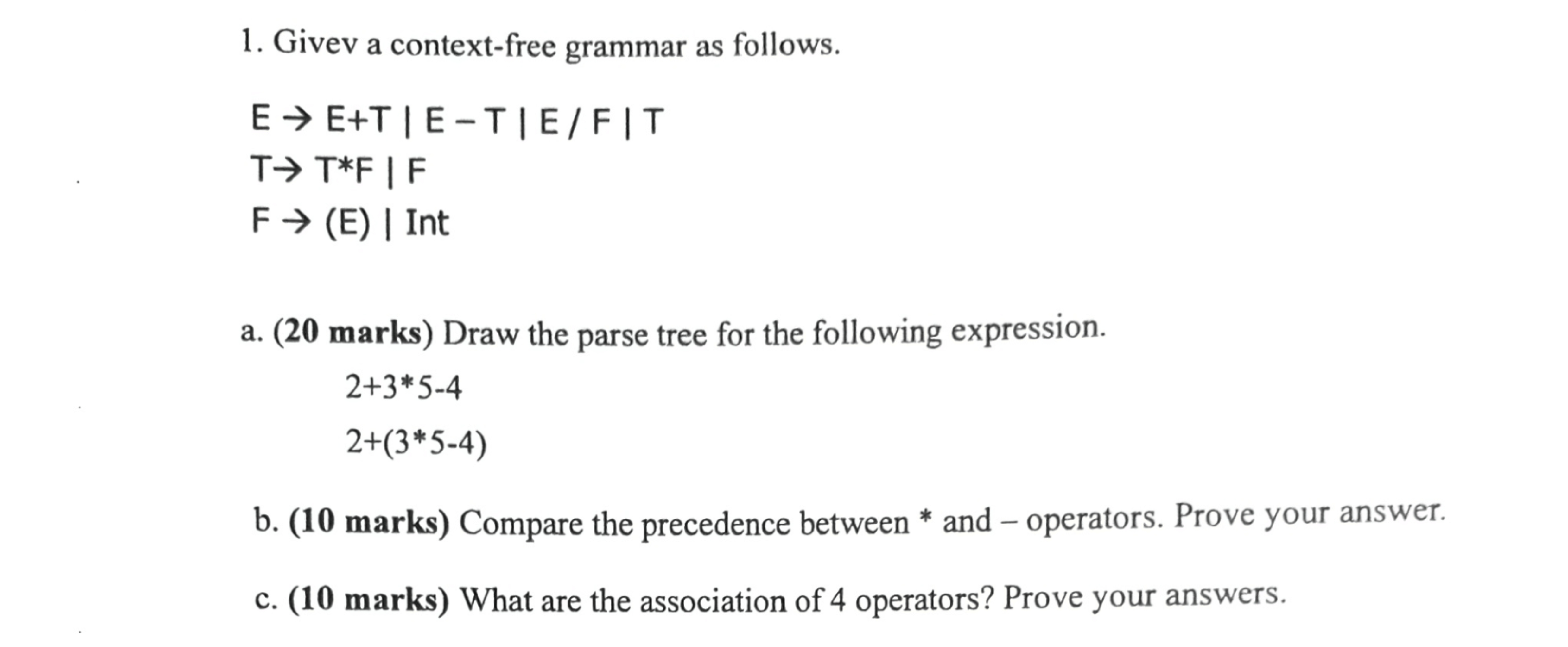 Solved Givev a context-free grammar as | Chegg.com