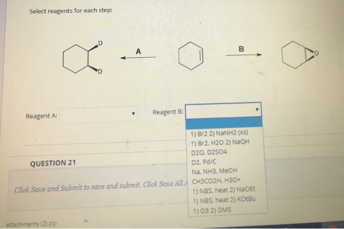 Solved Select reagents for each step: 00 A ♡ y Reagent A: | Chegg.com