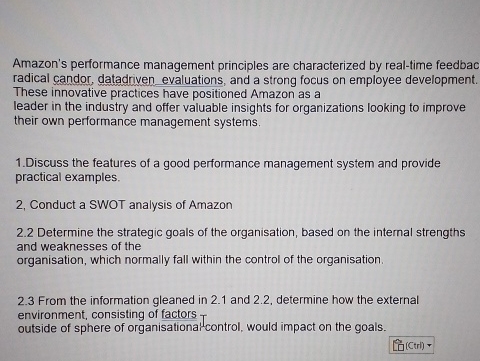 Solved Amazon's performance management principles are | Chegg.com