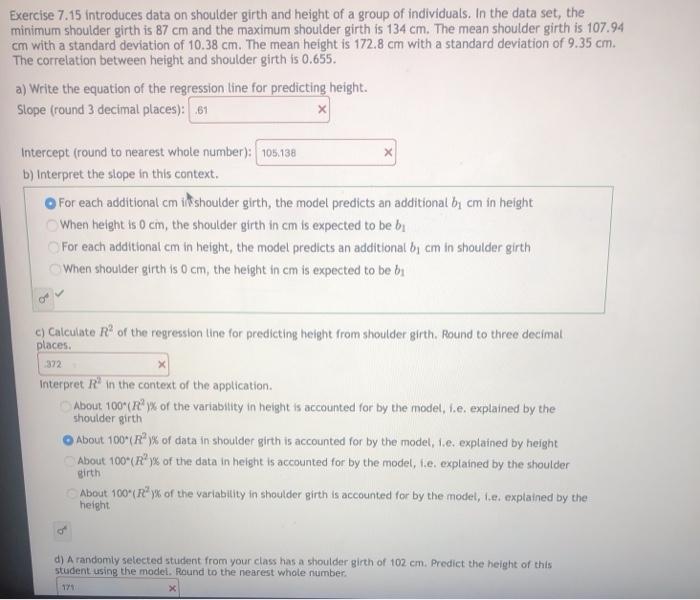 Solved Exercise 7.15 introduces data on shoulder girth and | Chegg.com