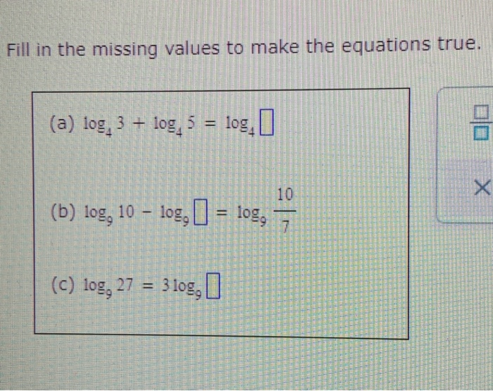 Solved Fill in the missing values to make the equations | Chegg.com