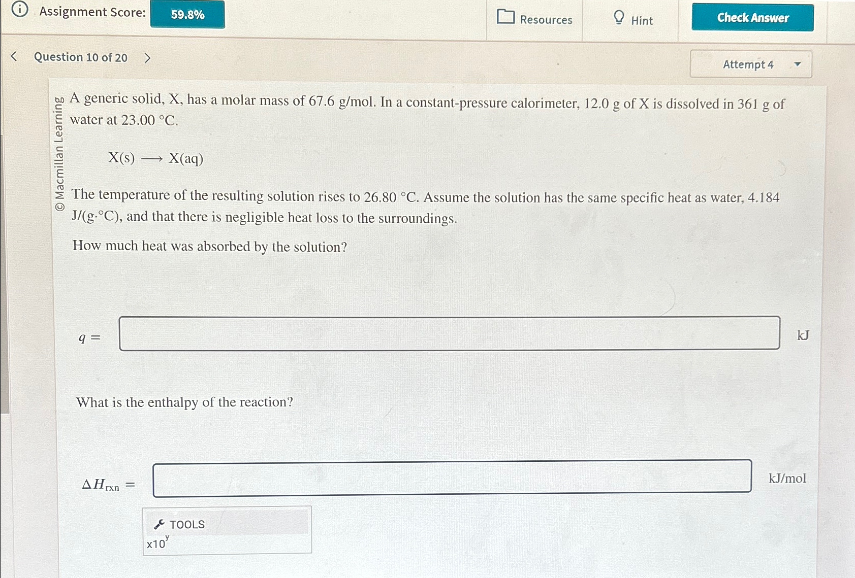 Solved Assignment Score:ResourcesHintQuestion 10 ﻿of 20an A | Chegg.com