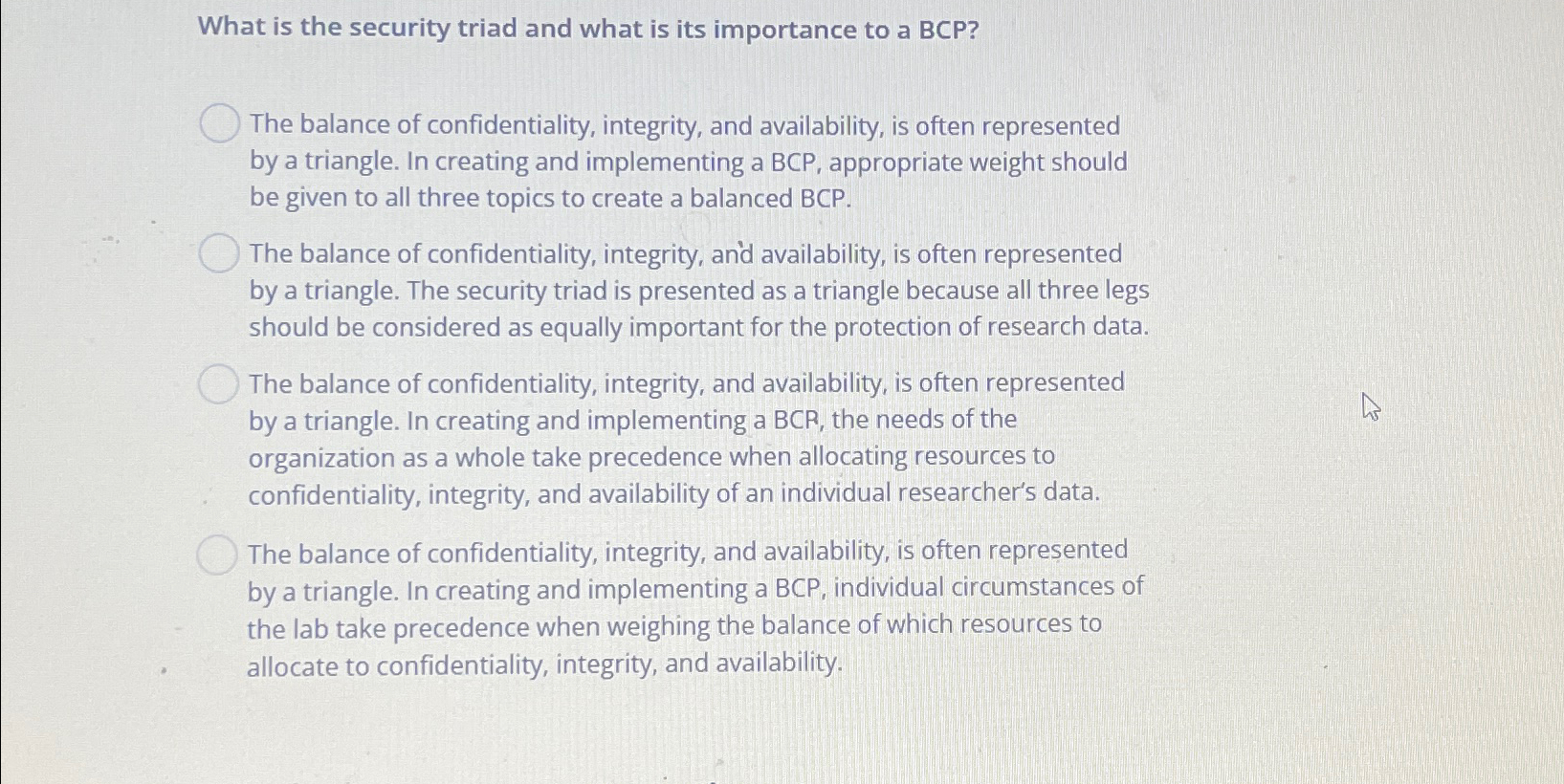 Solved What is the security triad and what is its importance | Chegg.com