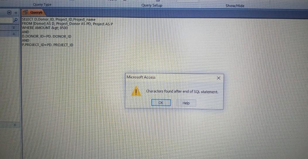 Solved Query Setup Show/Hide Query Type
