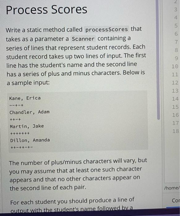 Solved Process Scores 3 No1 л с 5 6 7 8 Write a static | Chegg.com