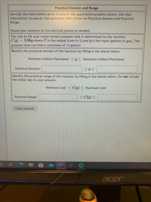 Solved Practical Domain and Range Identify the information | Chegg.com
