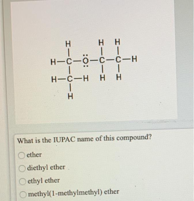 Solved H H | | H-C-0-c-C-H | | H-C-H HH I-0-0-I What is the | Chegg.com