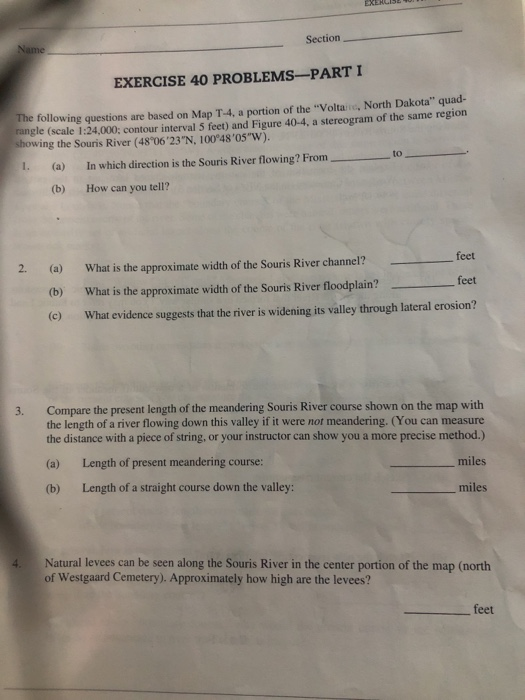 Solved EXERCISE Section Nams EXERCISE 40 PROBLEMS-PART I The | Chegg.com