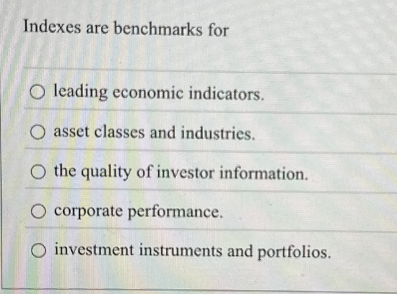 Solved Indexes are benchmarks forleading economic | Chegg.com Solved Indexes are benchmarks forleading economic | Chegg.com