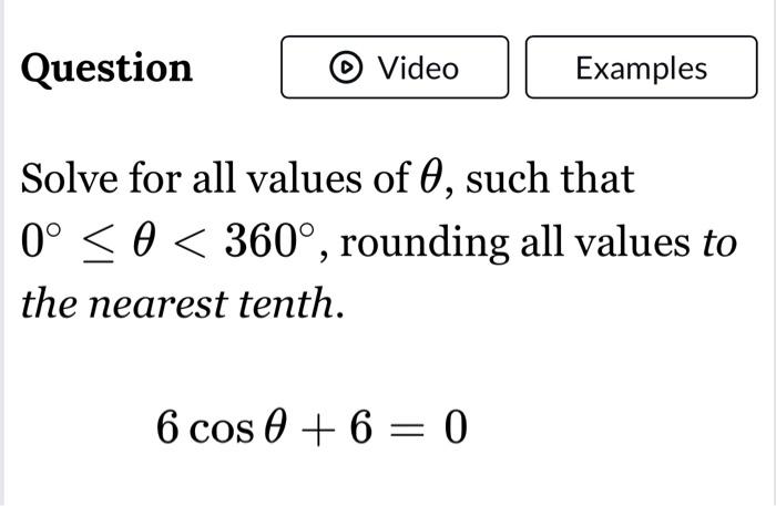 Solved Question Solve for all values of \\( \\theta \\), | Chegg.com
