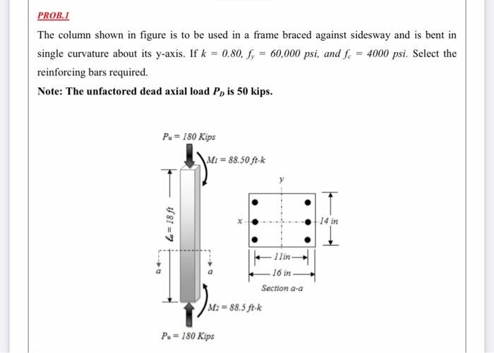 Solved PROB.1 The column shown in figure is to be used in a | Chegg.com