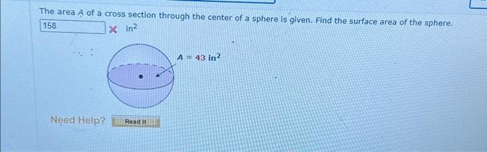 Solved The area A of a cross section through the center of a | Chegg.com