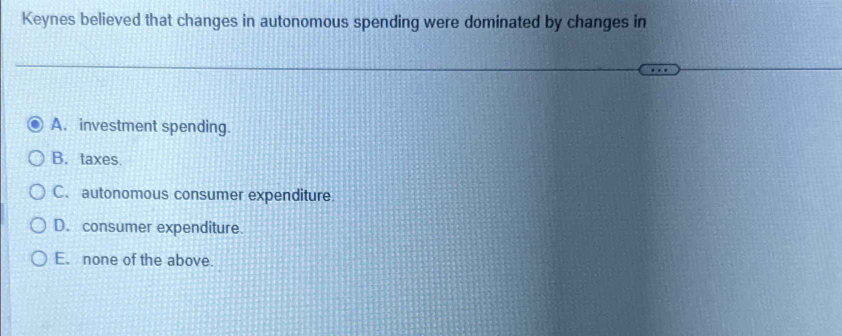 Solved Keynes believed that changes in autonomous spending | Chegg.com