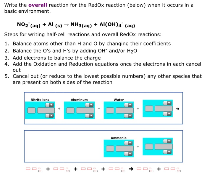Solved Write the overall reaction for the Redox reaction | Chegg.com