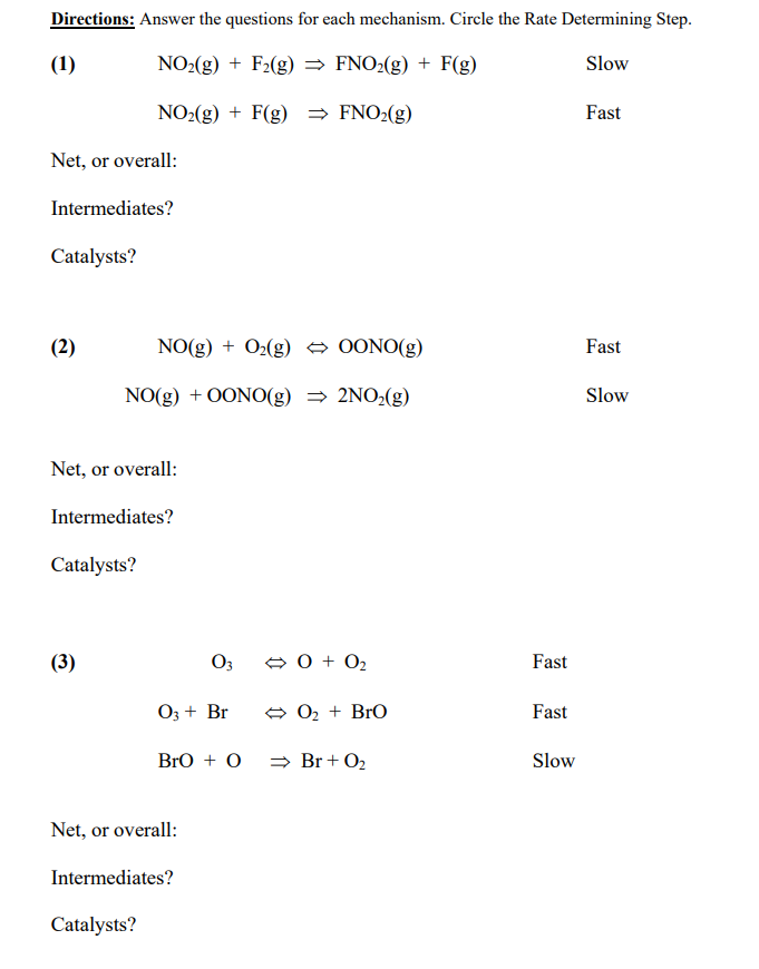 Solved Directions: Answer the questions for each mechanism. | Chegg.com