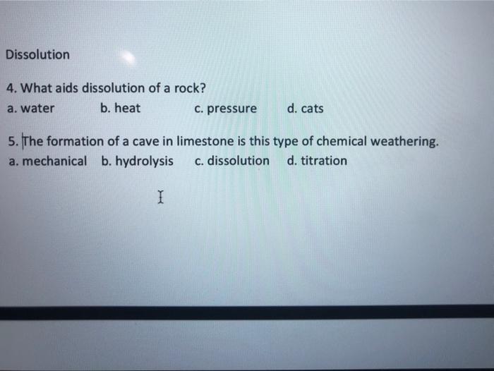 Solved Know the example of dissolution from lecture - | Chegg.com