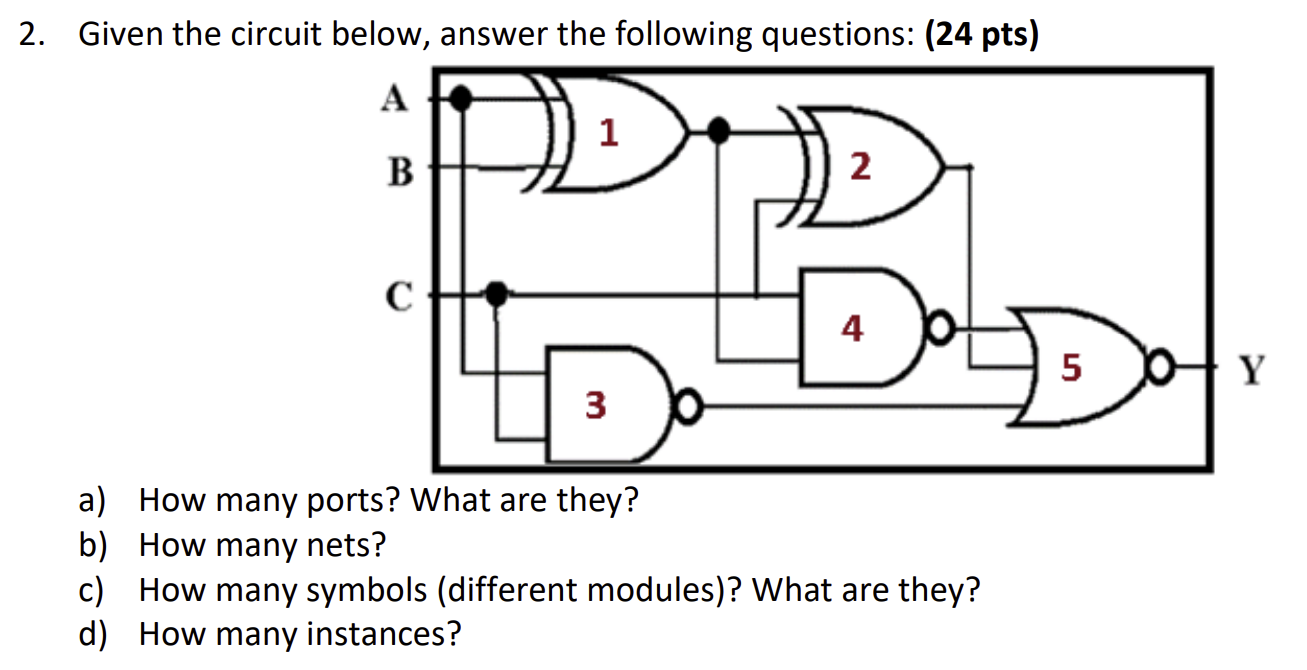 Solved 2. ﻿Given the circuit below, answer the following | Chegg.com