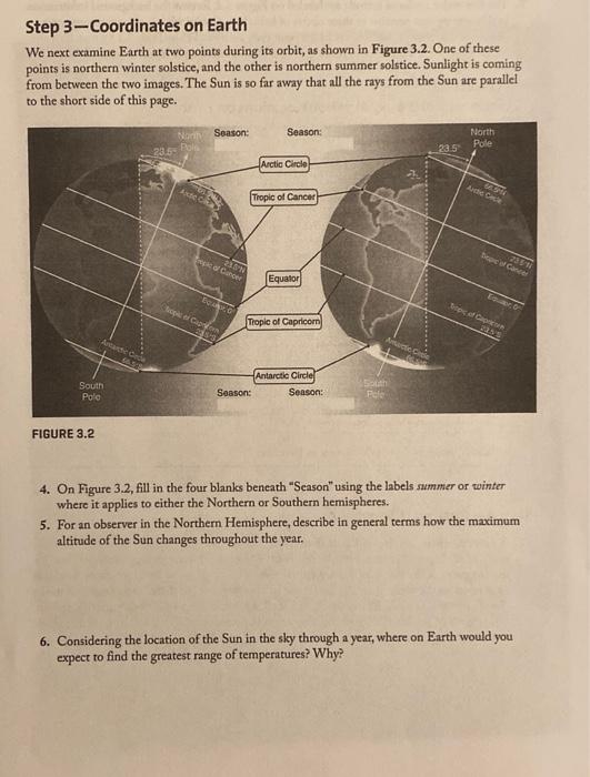 Solved Step 3-Coordinates on Earth We next examine Earth at | Chegg.com