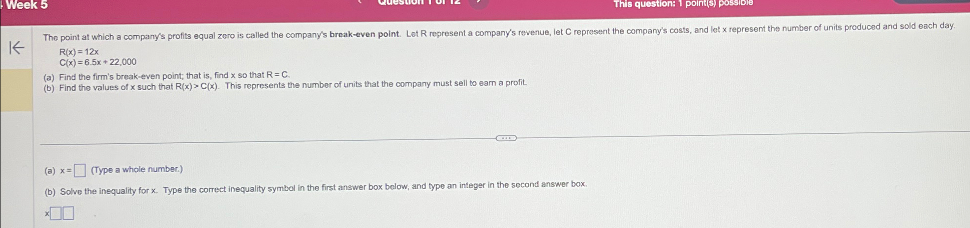 Solved Week 5This questions 1 ﻿point(S) | Chegg.com